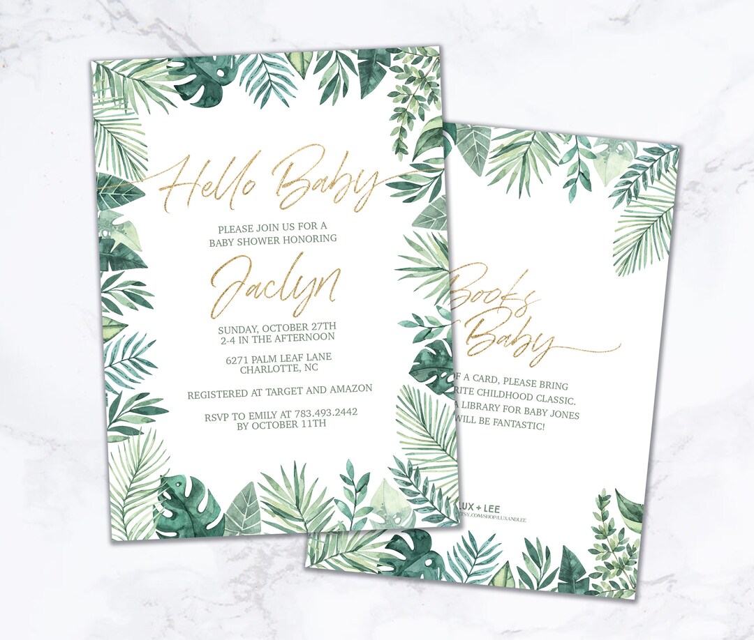Hello Baby Gold Palm Leaves Baby Shower Invitation - Etsy