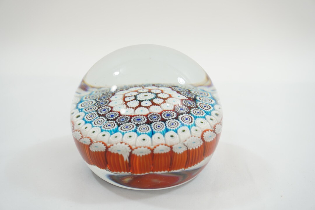 Millefiori Style Art Glass, Paperweight Gift, Glass Paperweight, Office ...