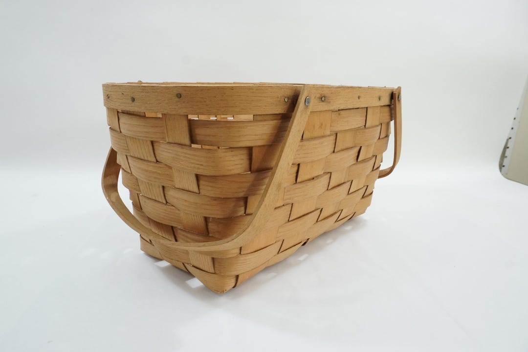 Basketville Basket, Vintage Split Oak Basket W/ Handles, Handwoven ...