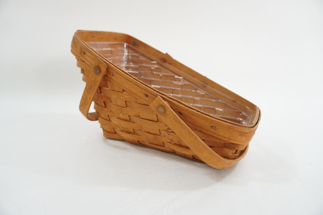 Longaberger Basket, Split Oak Woven Basket 1992, Signed Stamped, Slant ...