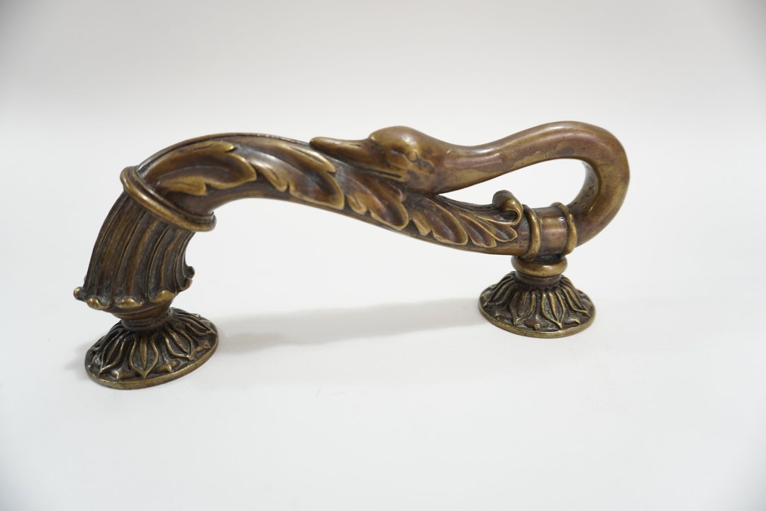 Brass Hardware, Swan 5" CC Cabinet Handle, Brass Cabinet Pull, Designer ...