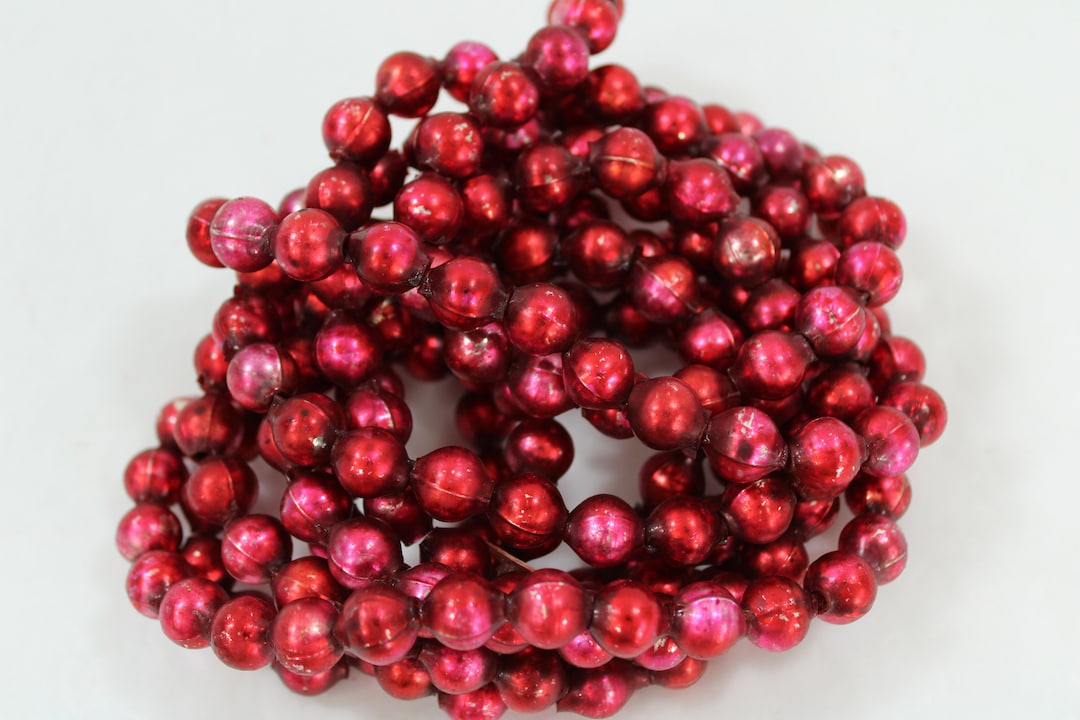 Vintage Christmas Garland, OLD Glass Tree Garland, 1/2" Dia Glass Tree ...