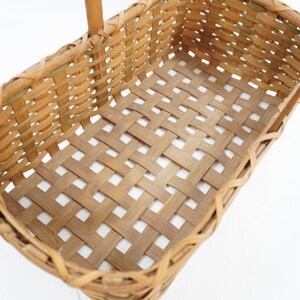 Splint Wood Basket, Gathering Basket, Handled Basket, Rectangular Basket, Handmade Basket With ...