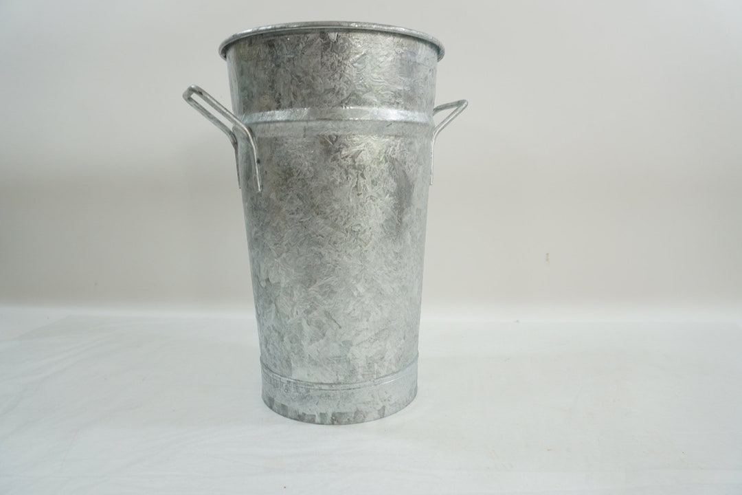 Galvanized Flower Bucket W/ Handles, Heavy Duty Metal Bucket W/ Handles ...