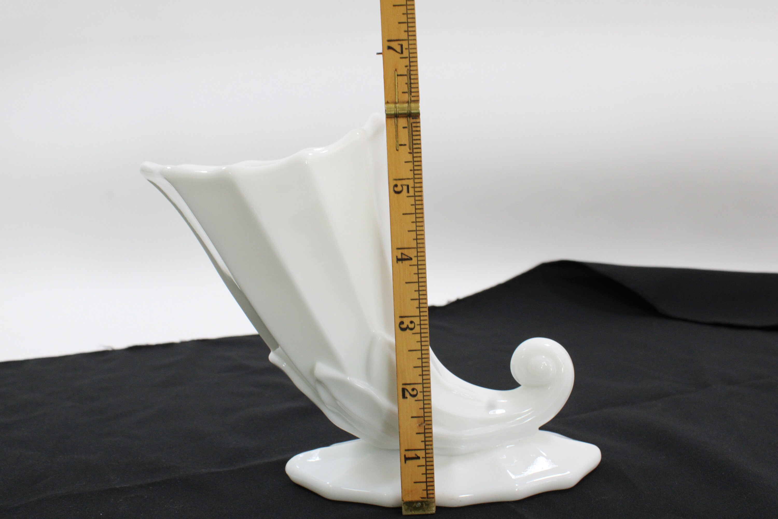 Milk Glass Vase, White Milk Glass Vase, Cornucopia Shaped, Goat's Horn ...