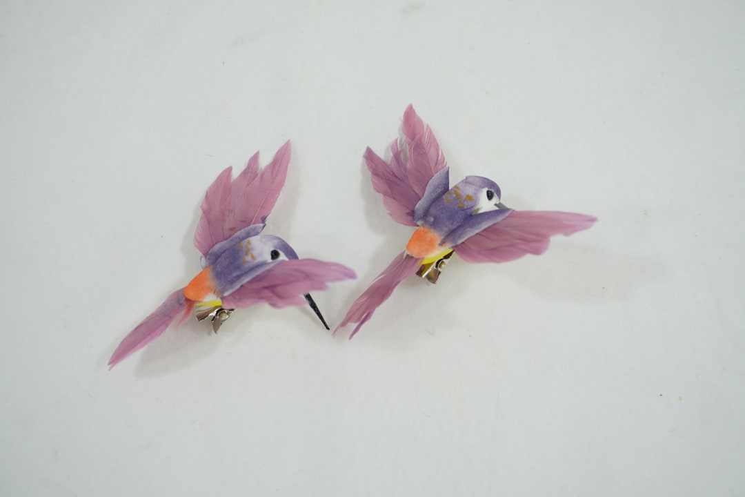 Artificial Hummingbirds, Feathered Birds, Mauve and Purple Hummingbirds ...