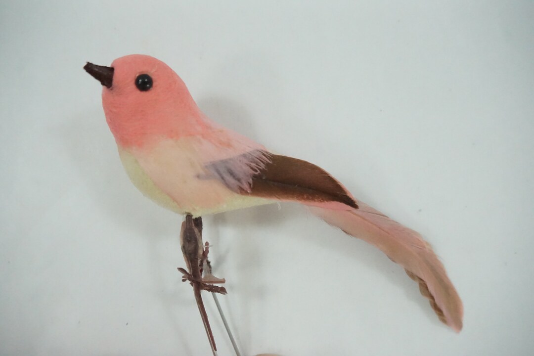 Artificial Bird, Flocked & Feathered Bird, Pink Bird, Wreath Floral ...
