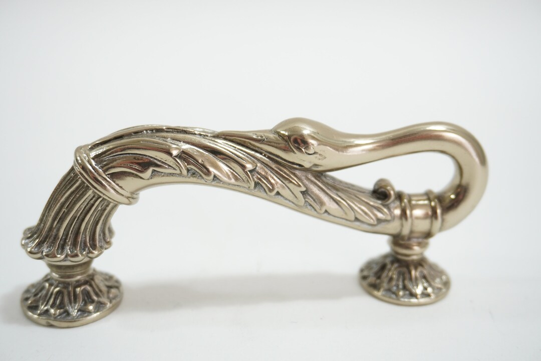 Brass Hardware, Swan 3" CC Cabinet Handle, Brass Cabinet Pull, Designer ...