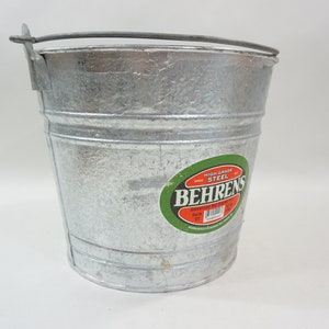 Galvanized Bucket, Behrens 3 Gallon ROUND Metal Bucket W/ Handle ...