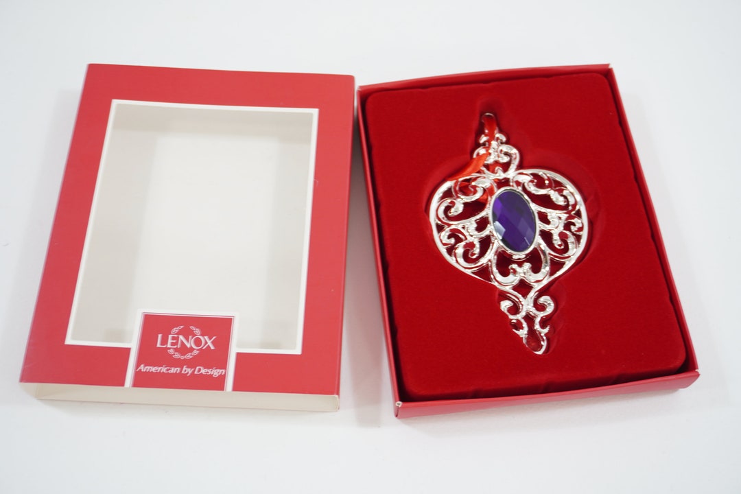 Lenox Ornament, Christmas Tree Ornament, Silver With Purple Stone ...