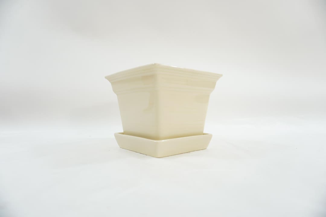 Glazed Pottery, Glazed Jardinière Planter, Glazed Flower Pot, Square ...