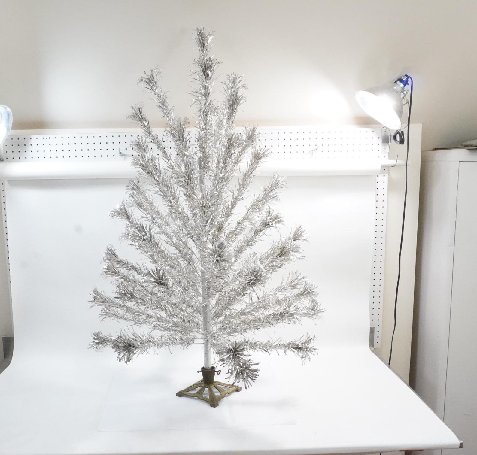 Artificial Tree, Vintage Aluminum Tree, Xmas Tree, Indoor Silver Tinsel ...