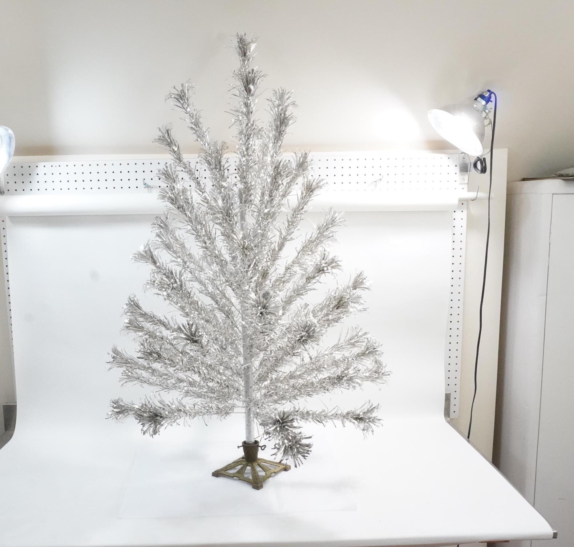 Artificial Tree, Vintage Aluminum Tree, Xmas Tree, Indoor Silver Tinsel ...