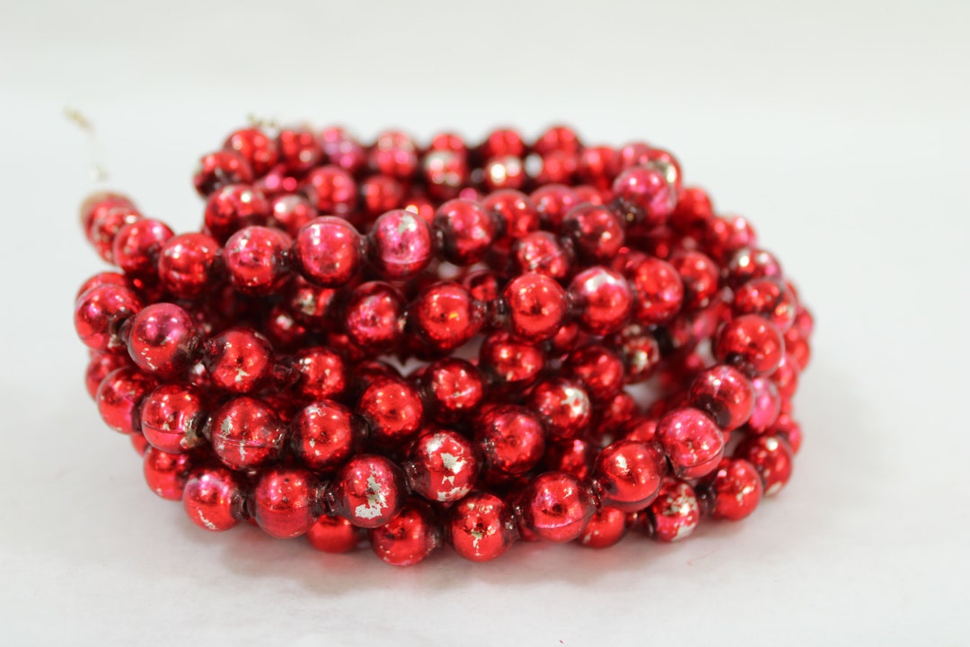 Vintage Christmas Garland, OLD Glass Tree Garland, 1/2" Dia Glass Tree ...