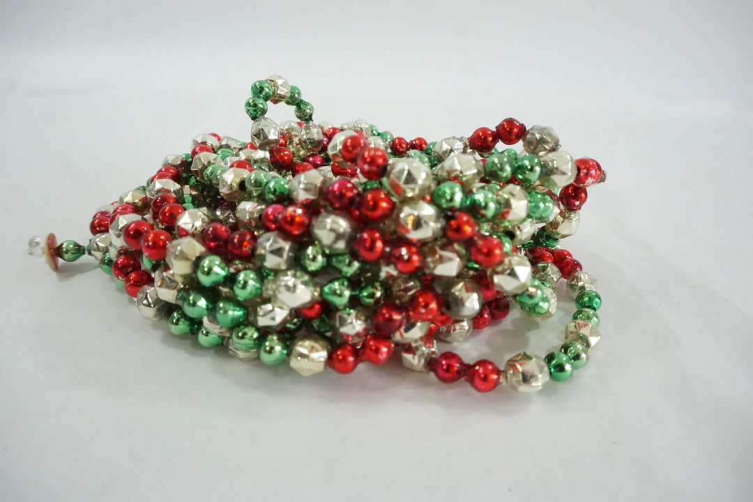 Vintage Christmas Garland, OLD Glass Tree Garland, Tree Garland, Glass ...