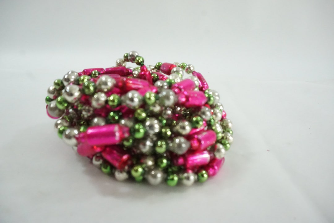 Vintage Christmas Garland, OLD Glass Tree Garland, Tree Garland, Glass ...