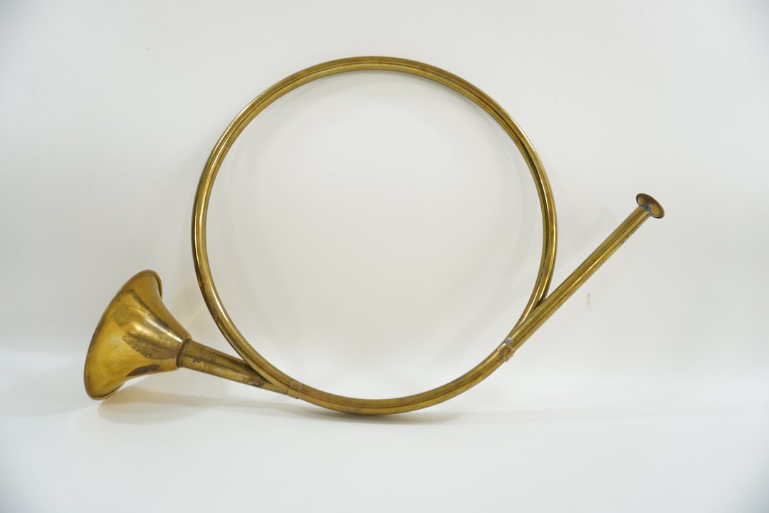 Vintage Brass Horn, Brass Bugle Instrument 19" L, Wreath Decor ...