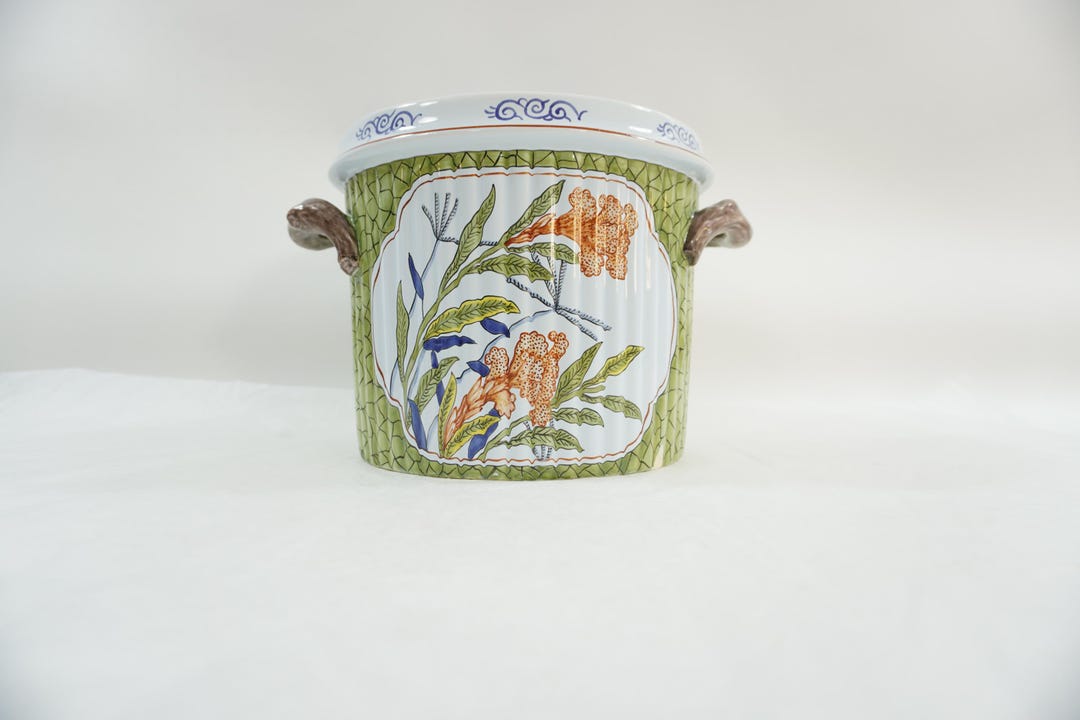 Tiffany & Co. Porcelain Planter, Wood Branch Style Handles, Tiffany ...