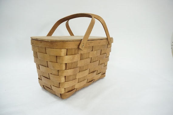 Basketville Split Oak Picnic Basket Woven Split Oak Basket W/ - Etsy
