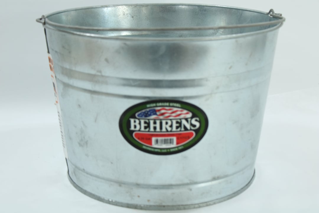 Galvanized Steel Bucket, Behrens 4.25 Gallon ROUND Metal Bucket W ...