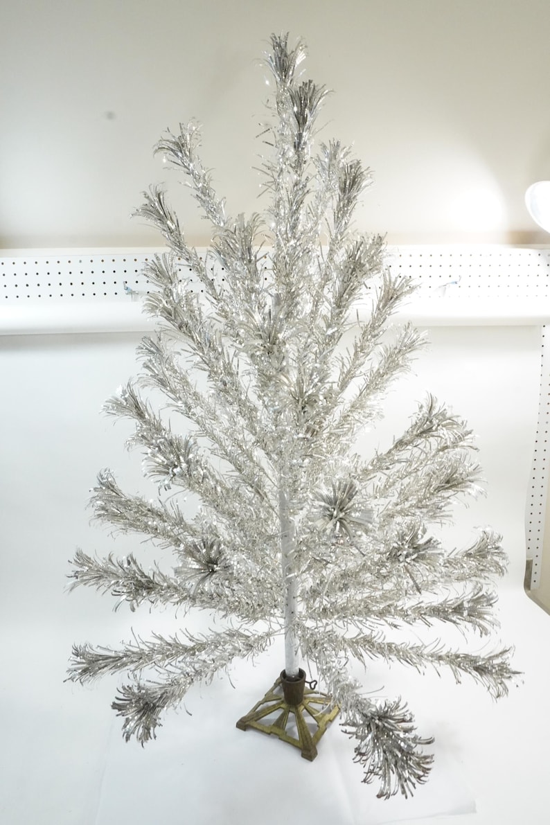 Artificial Tree, Vintage Aluminum Tree, Xmas Tree, Indoor Silver Tinsel ...