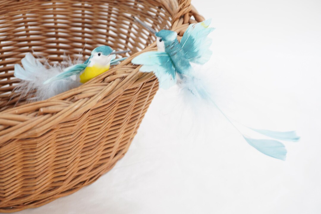Artificial Hummingbirds Feathered Birds Teal Blue Hummingbirds W ...
