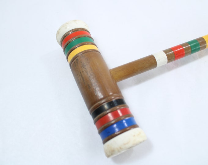 6 Wood Croquet Set Lawnplay Wide Wooden Stand Mallets Wood Balls ...