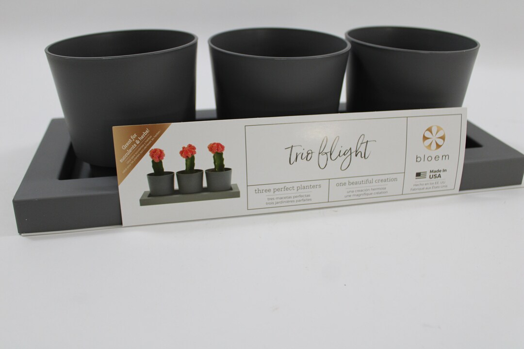 Planter, Plastic Plant Holders, 3 Pots W/ Saucer, Trio Flight, Bloem ...