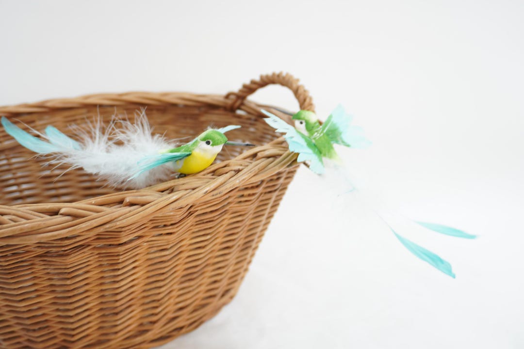 Artificial Hummingbirds Feathered Birds Blue Green Hummingbirds W ...