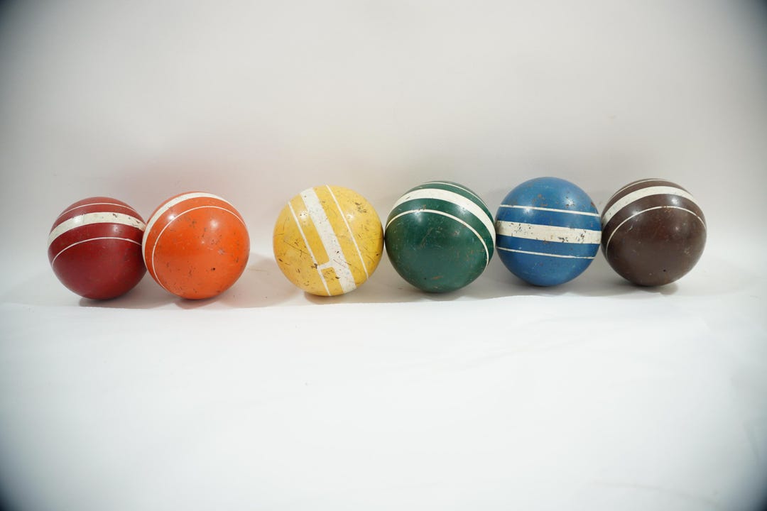 Vintage Croquet Balls, 6 Croquet Balls, Triple Stripe, Smooth Croquet ...