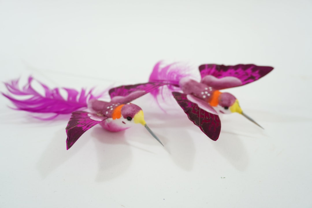 Artificial Hummingbirds, 2 Feathered Birds, 2 Hummingbirds W/ Feathered ...