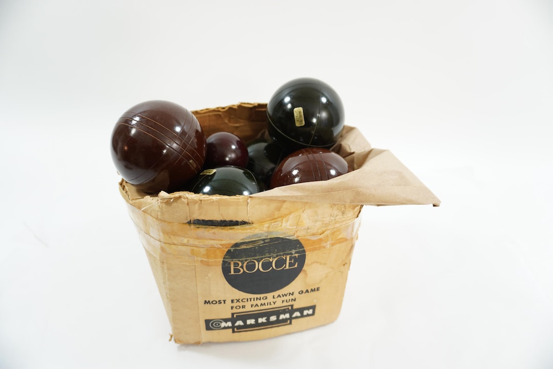 Bocce Set, Vintage Bocce Game, Marksman MCM Bocce, Made in Italy 3 1/8 ...