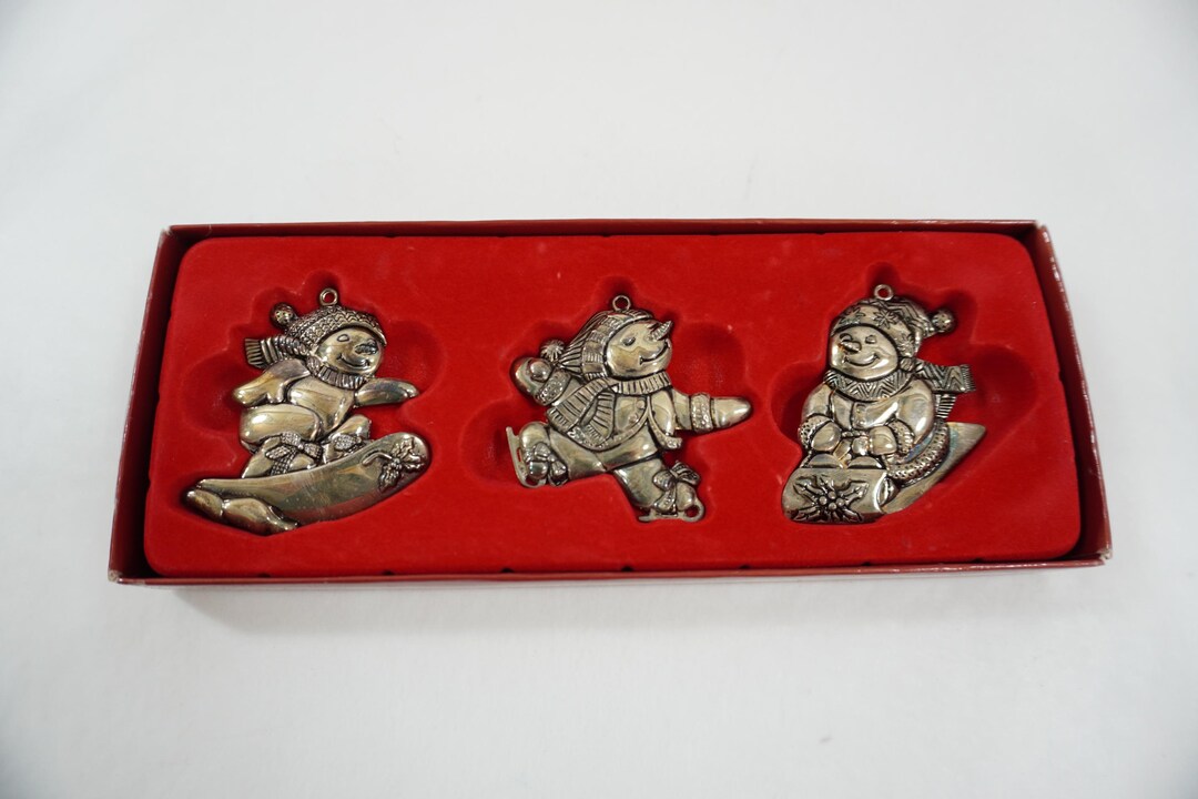 Christmas Ornaments, Gorham Ornaments, Silverplate Snowmen Ornaments ...