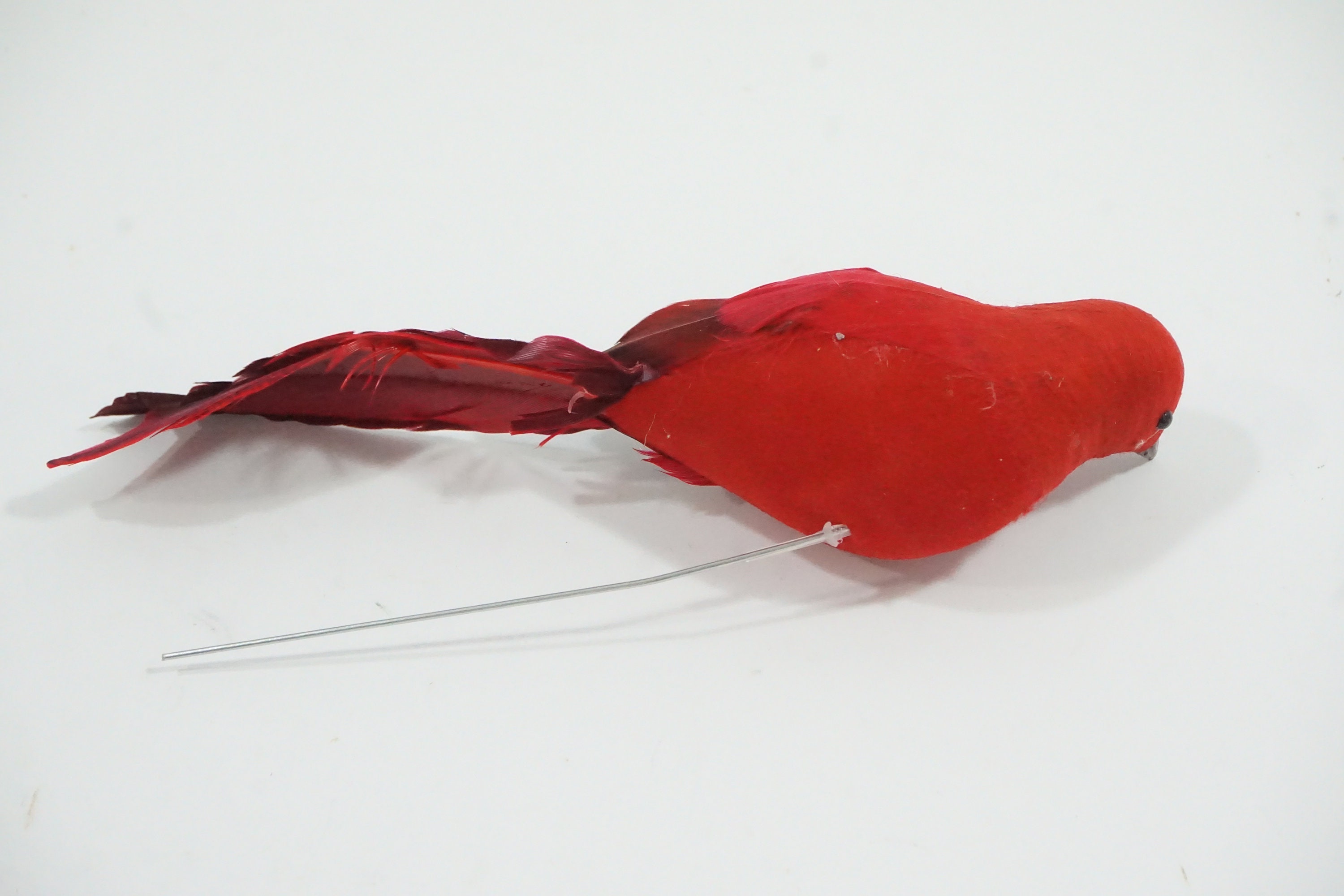 Artificial Bird Feathered Bird Red Felt & Feathered Bird | Etsy