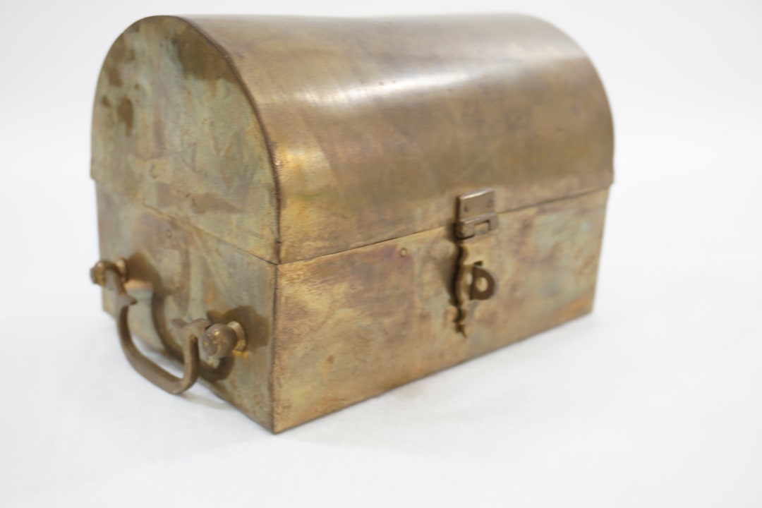 Brass Trinket Box, Small Hinged Dome Chest, Box, Collectible Metalware ...