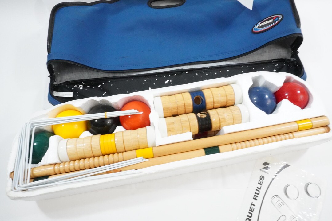 CROQUET Set, Sportcraft 6 Player Wood Croquet Set, Set New W/ Storage ...