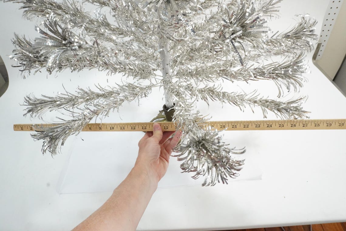 Artificial Tree, Vintage Aluminum Tree, Xmas Tree, Indoor Silver Tinsel ...