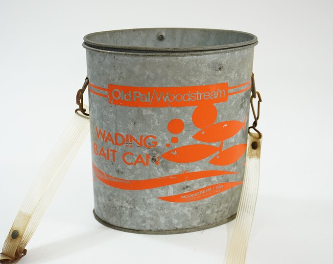 Bait Bucket, Old Pa/woodstream, Wading Bait Can, Galvanized Bucket ...