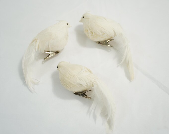 Artificial Birds, Feathered Birds, White Dove Birds With Clear Sequins ...