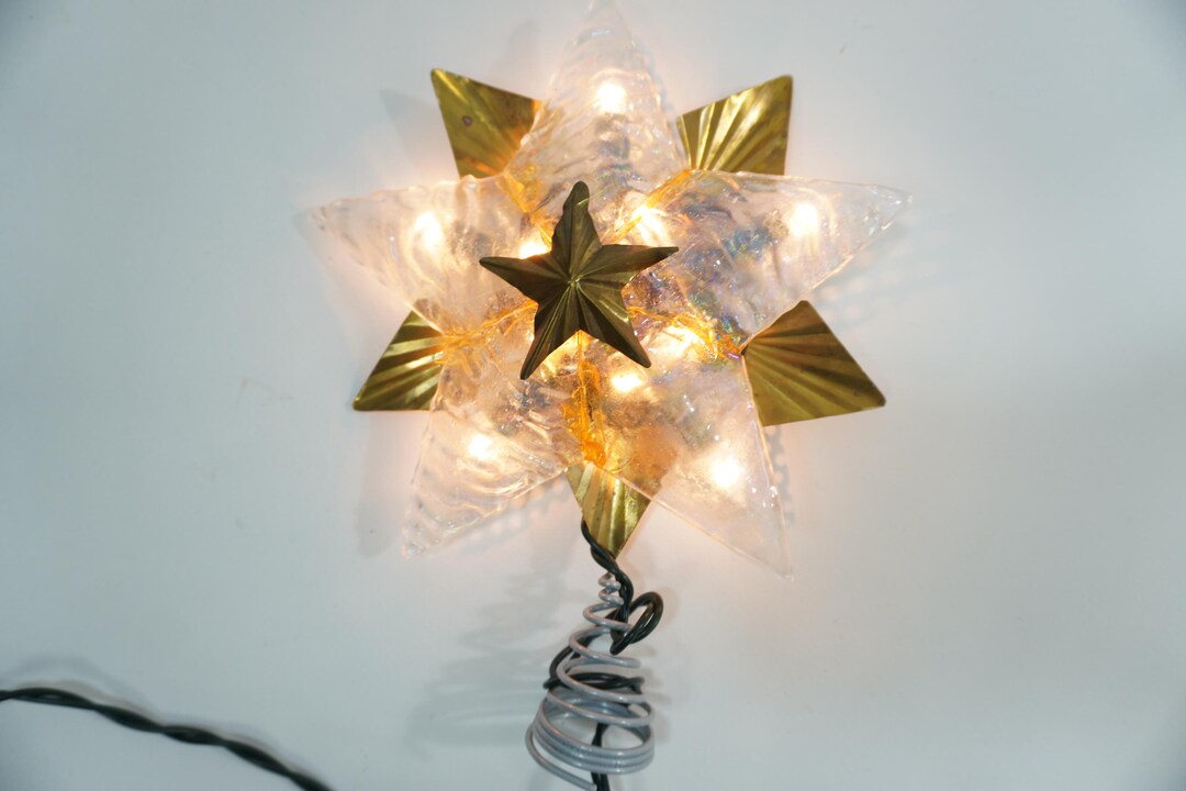 Vintage Christmas Tree Topper, Light up Tree Topper, Star Shape, Gold ...