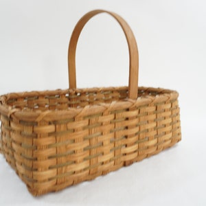 Splint Wood Basket, Gathering Basket, Handled Basket, Rectangular Basket, Handmade Basket With ...