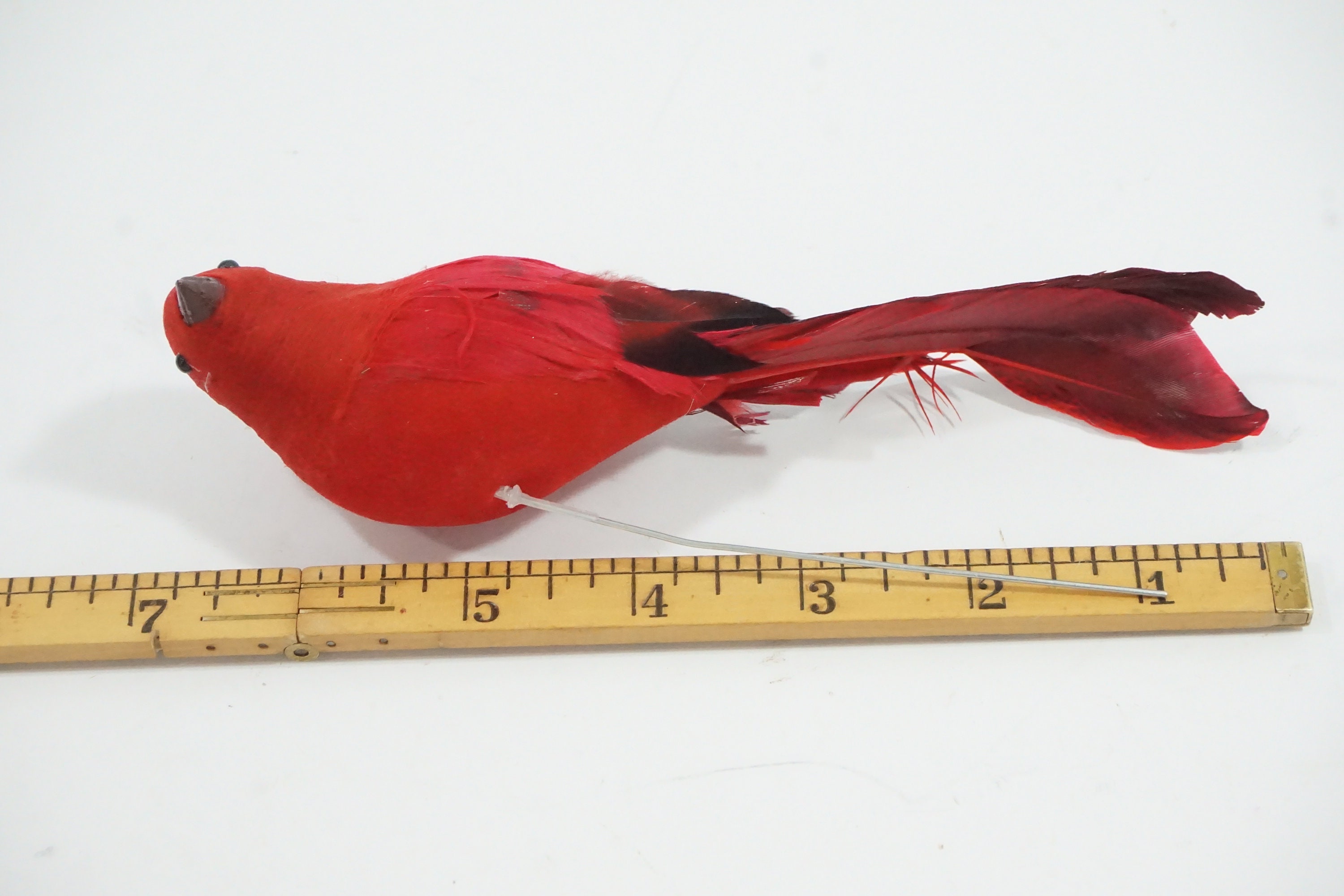 Artificial Bird Feathered Bird Red Felt & Feathered Bird | Etsy