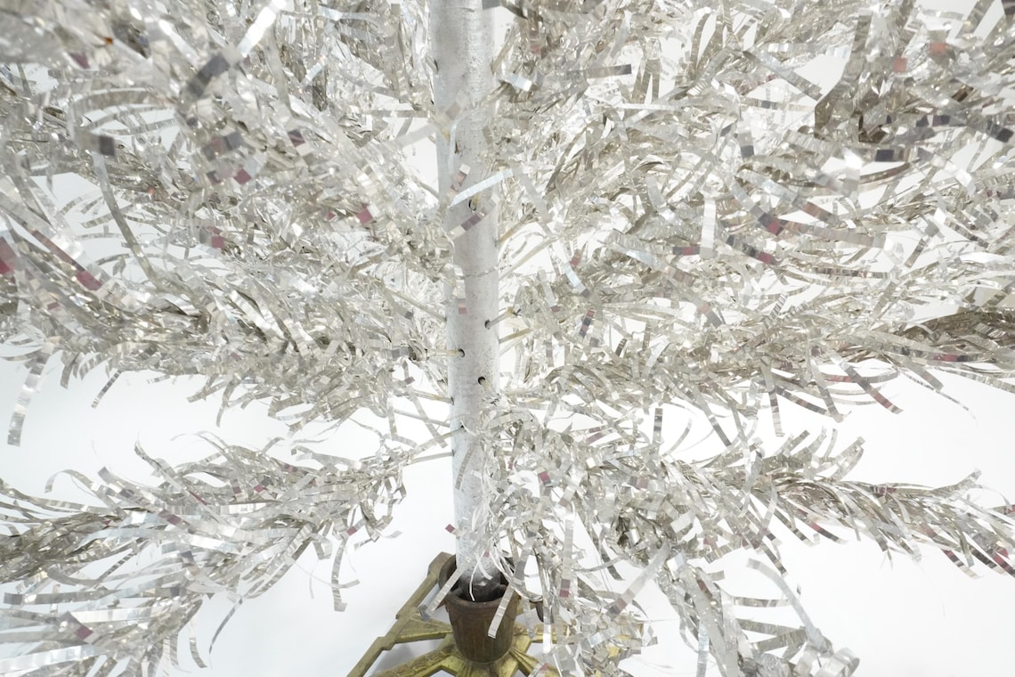 Artificial Tree, Vintage Aluminum Tree, Xmas Tree, Indoor Silver Tinsel ...