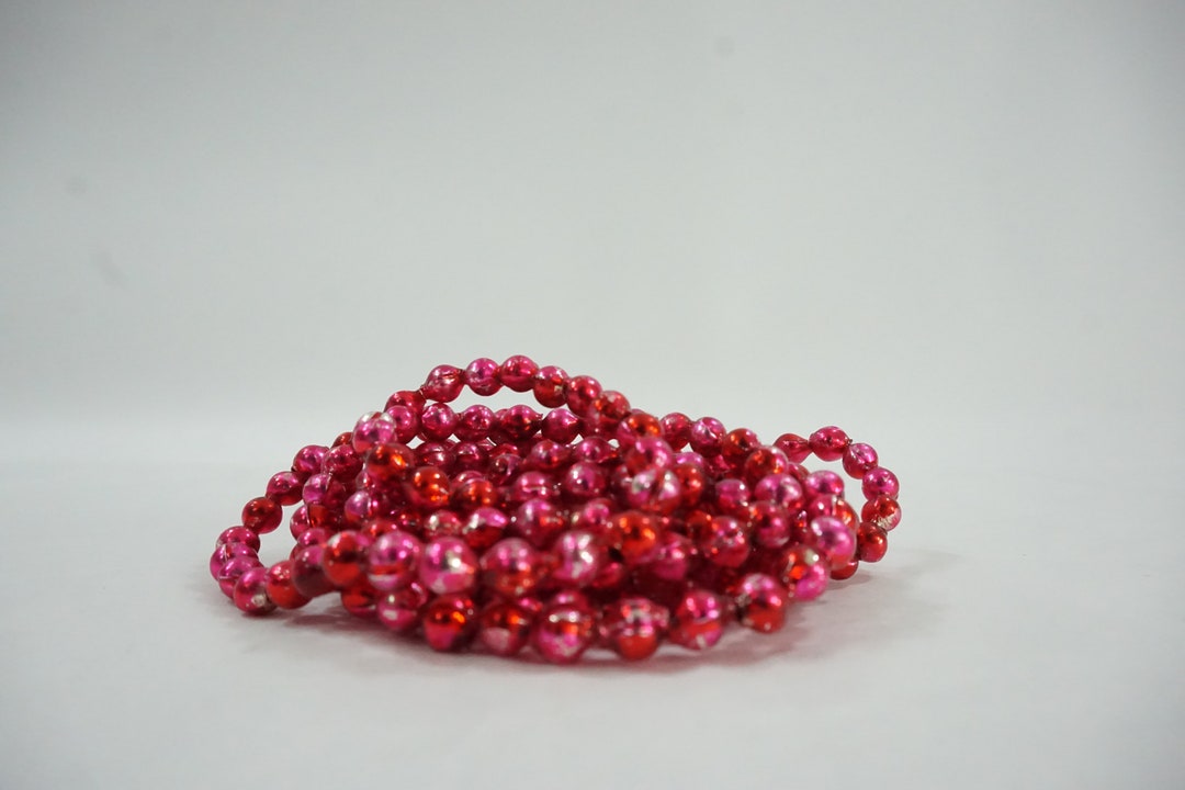 Vintage Christmas Garland, OLD Glass Tree Garland, 1/4" Dia Glass Tree ...