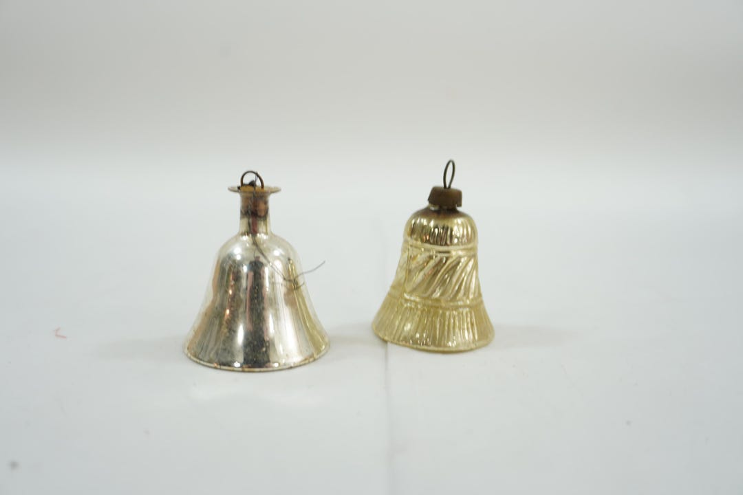 Vintage Antique Christmas Ornaments, Glass Ornaments, 2 BELL Ornament W ...