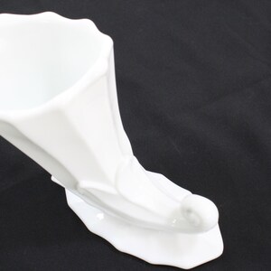Milk Glass Vase, White Milk Glass Vase, Cornucopia Shaped, Goat's Horn ...