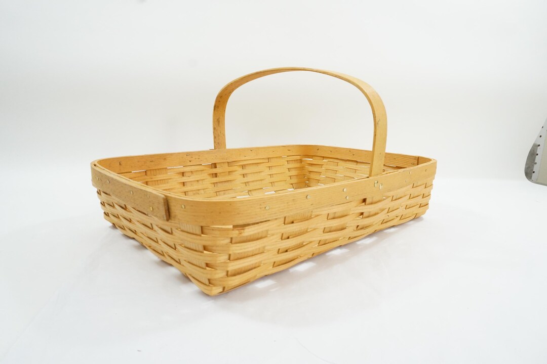 Peterboro Basket, Split Oak Woven Basket, Rectangular Low Wall Basket ...