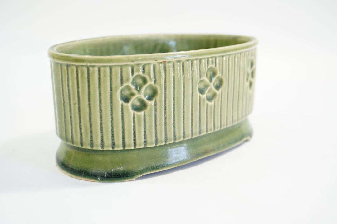 Green Pottery, Mid-century Pottery, Vintage Oval Planter, MCM Planter ...