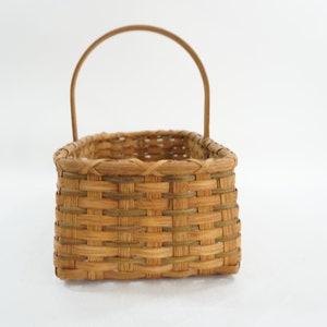 Splint Wood Basket, Gathering Basket, Handled Basket, Rectangular Basket, Handmade Basket With ...