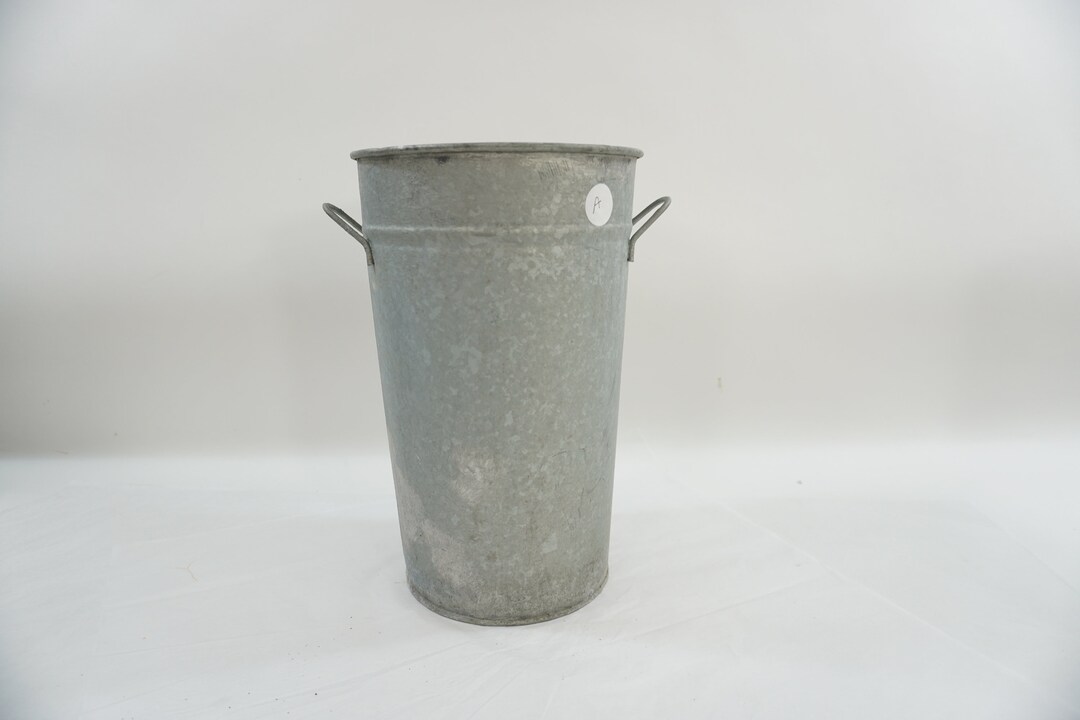 Galvanized Flower Bucket W/ Handles, Metal Planter, Dried Flower Bucket ...